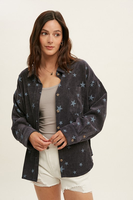 Corduroy Star Shacket in Navy – Max & Addy